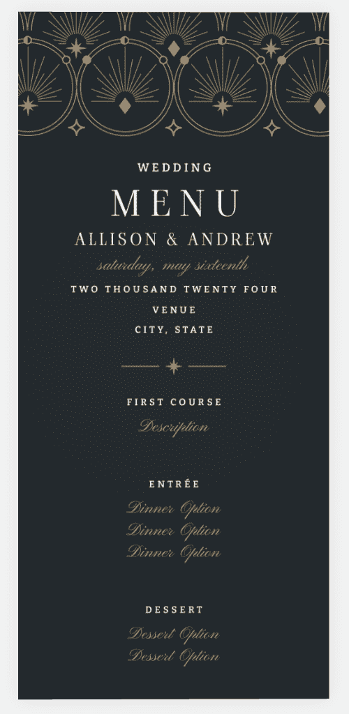 27 Creative Wedding Menu Card Ideas | VistaPrint US